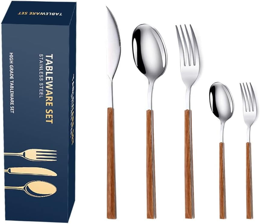 Silverware Set for 6, Modern 30-Piece Flatware Set Stainless Steel ...