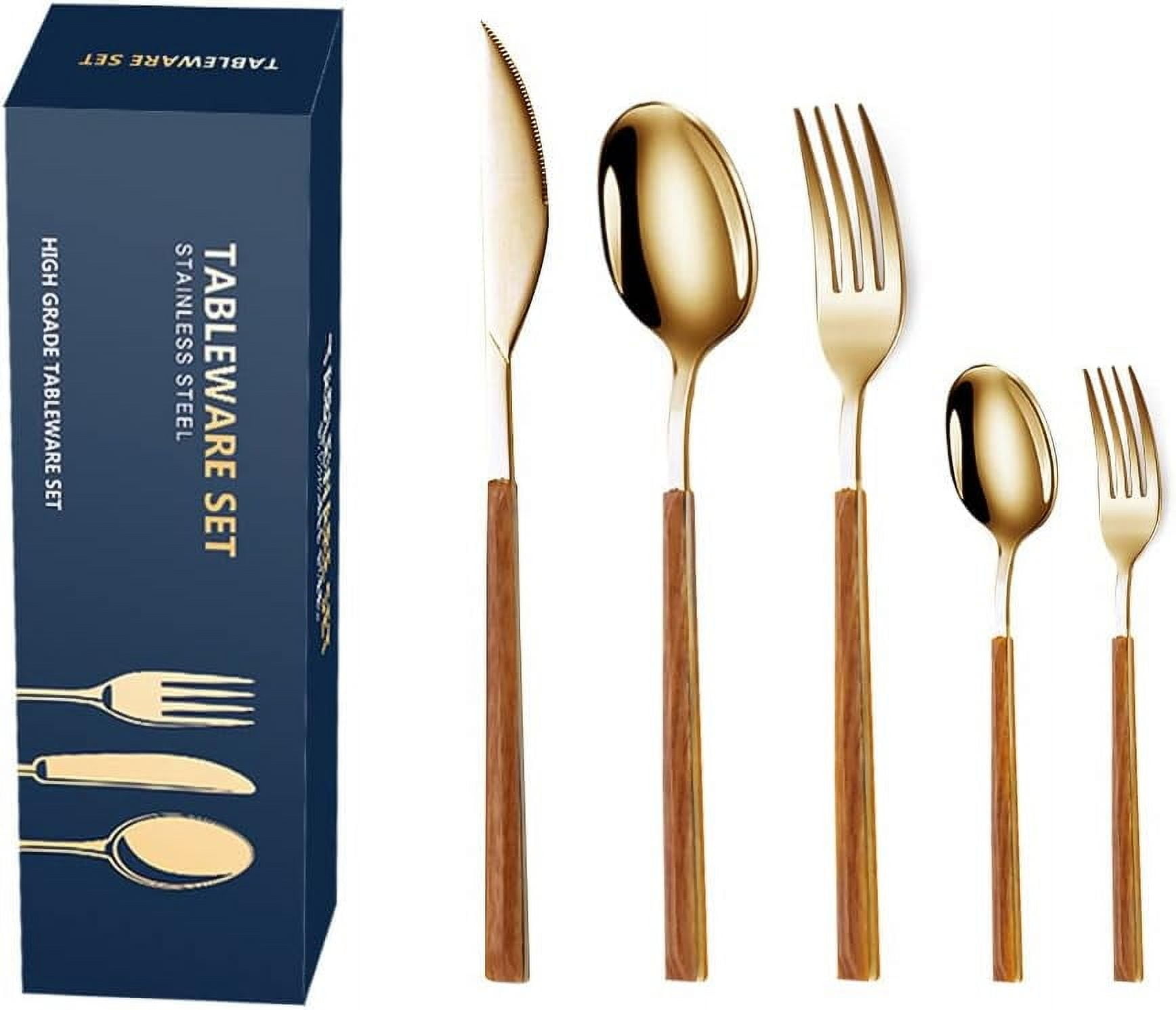 Silverware Set for 6, Modern 30-Piece Flatware Set Stainless Steel ...
