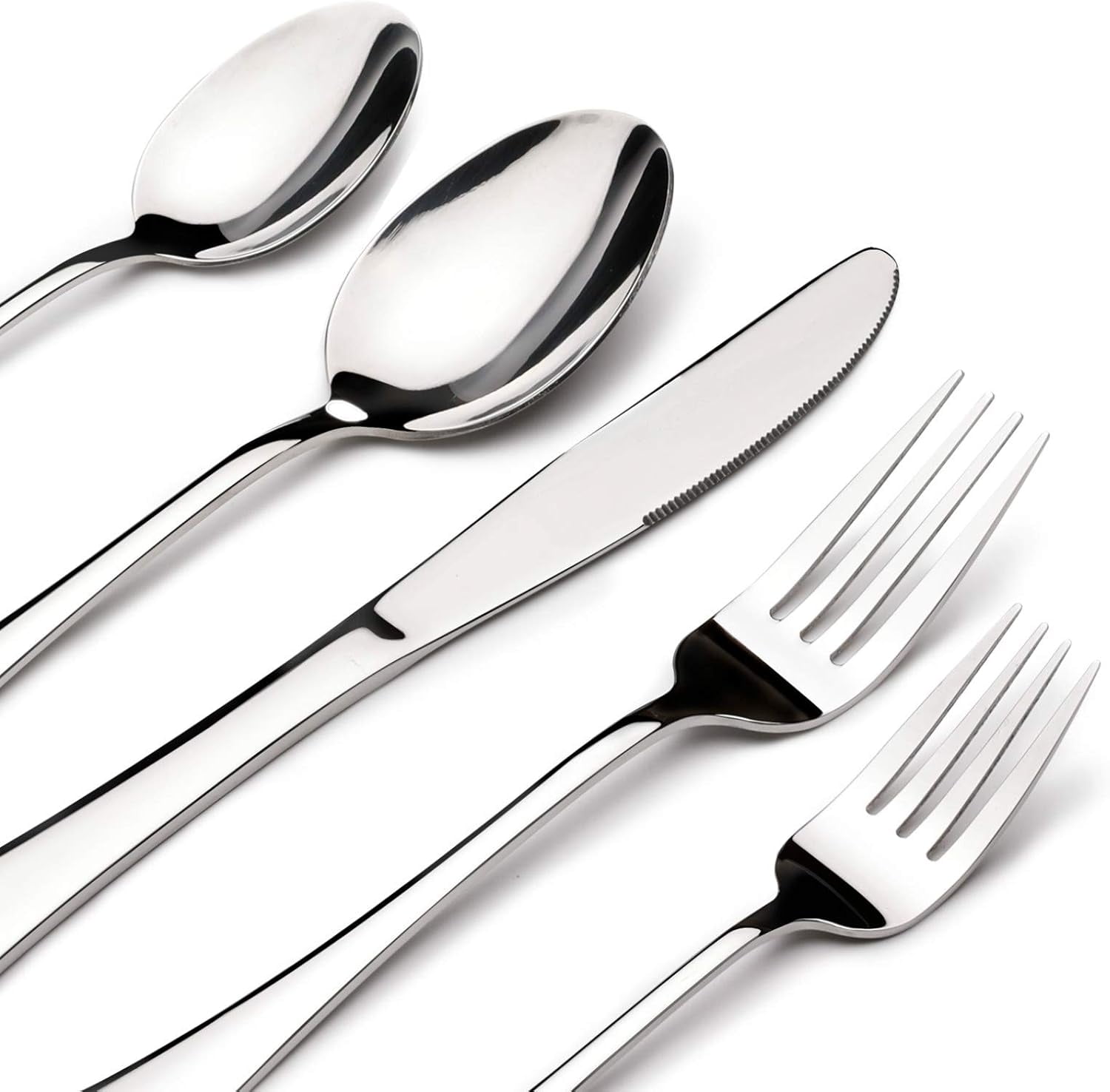 40-Piece Stainless Steel Silverware Set for 8 - Heavy Duty Flatware with Steak Knives ...