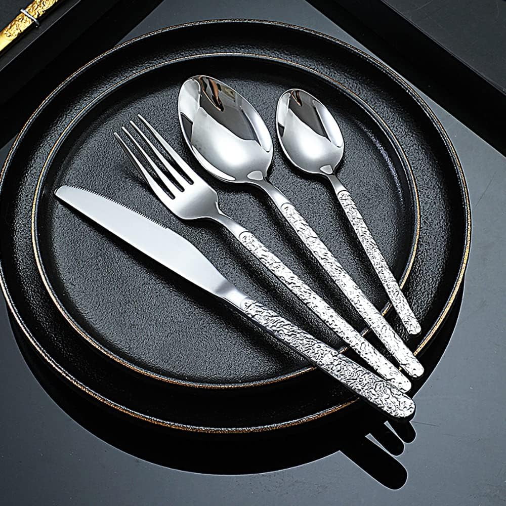 Silverware Set for 8 Durable 18/10 Stainless Steel Flatware Set Stone ...