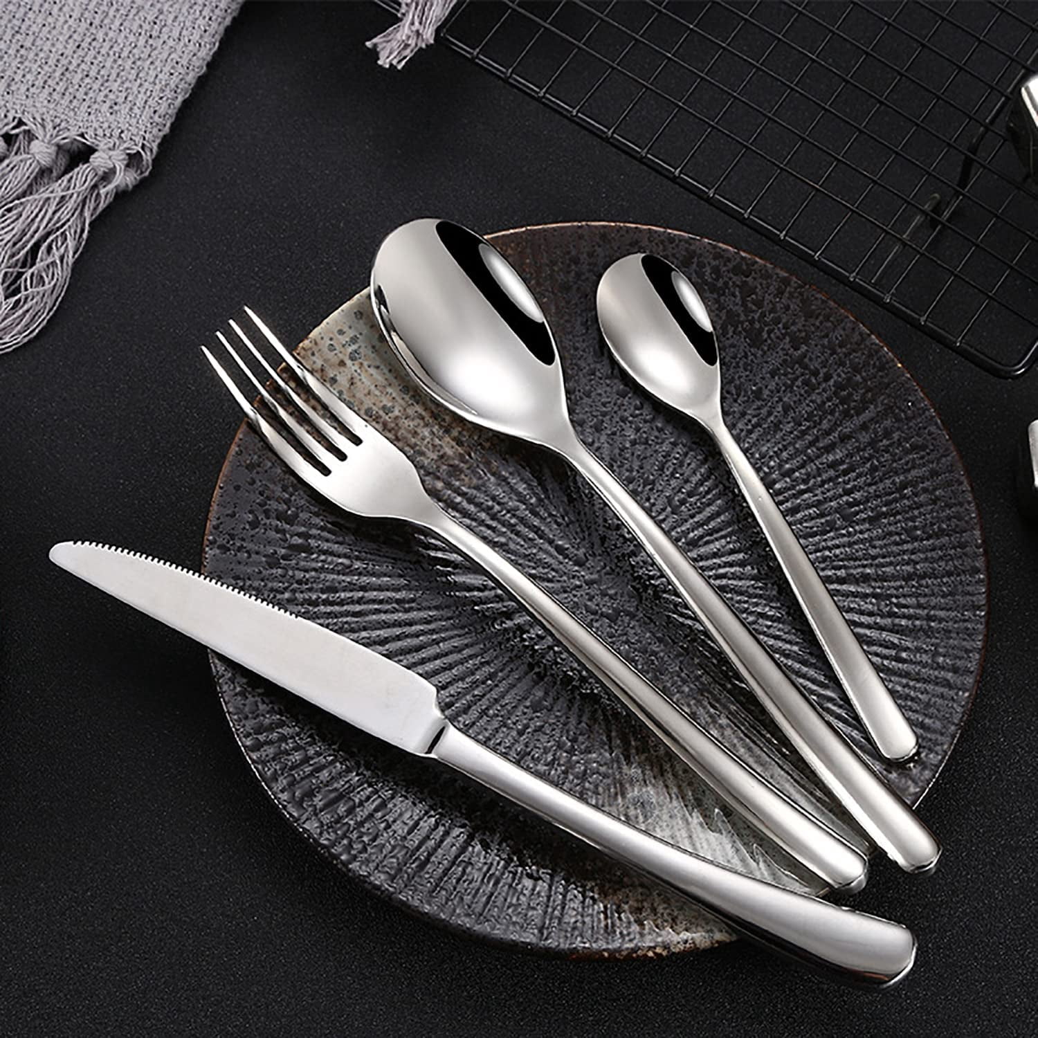 Silverware Set Durable 18/10 Stainless Steel Flatware Sets Wedding ...