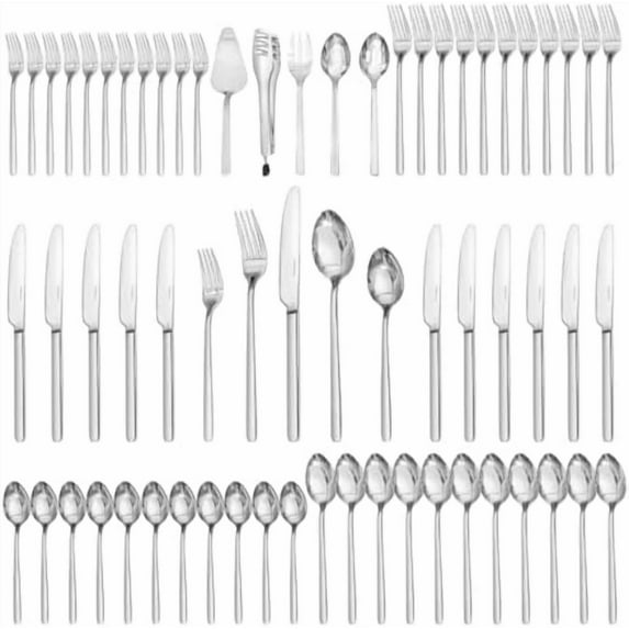 Silverware Set With Serving Utensils, 65 Piece Flatware for 12, 18/10 ...