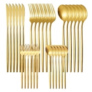 ReaNea 60-Piece Gold Fancy Metal Silverware Set: Stainless Steel Flatware with Knives, Forks ...