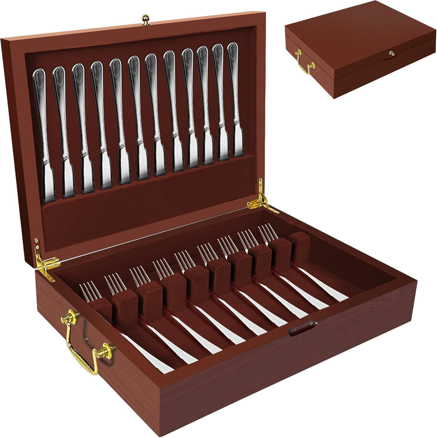 Silverware Storage Box, Double-layer Silverware Chest Storage ...