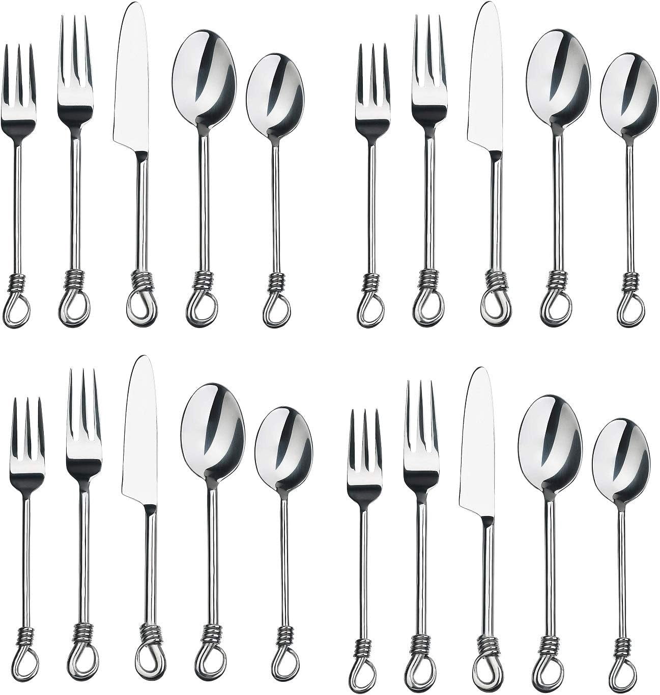 Silverware Twist Collection Polished Stainless Steel Flatware Set (Set ...