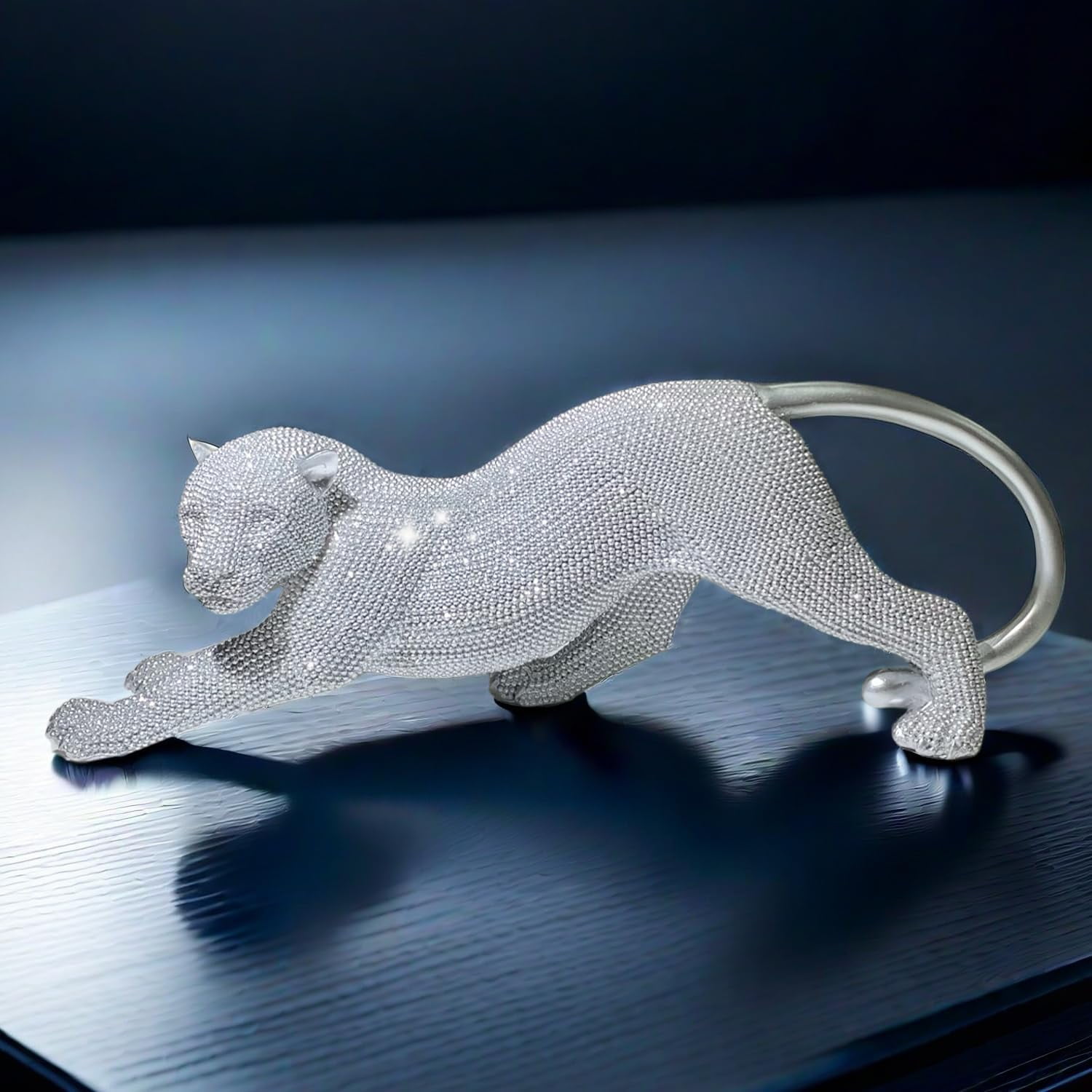 (Silvery)Cheetah Statue Classical Leopard Figurines Modern Style Home ...