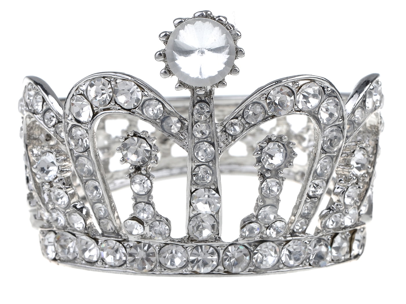 Silvery Tone Clear Crystal Colored Rhinestones Crown Tiara Princess ...