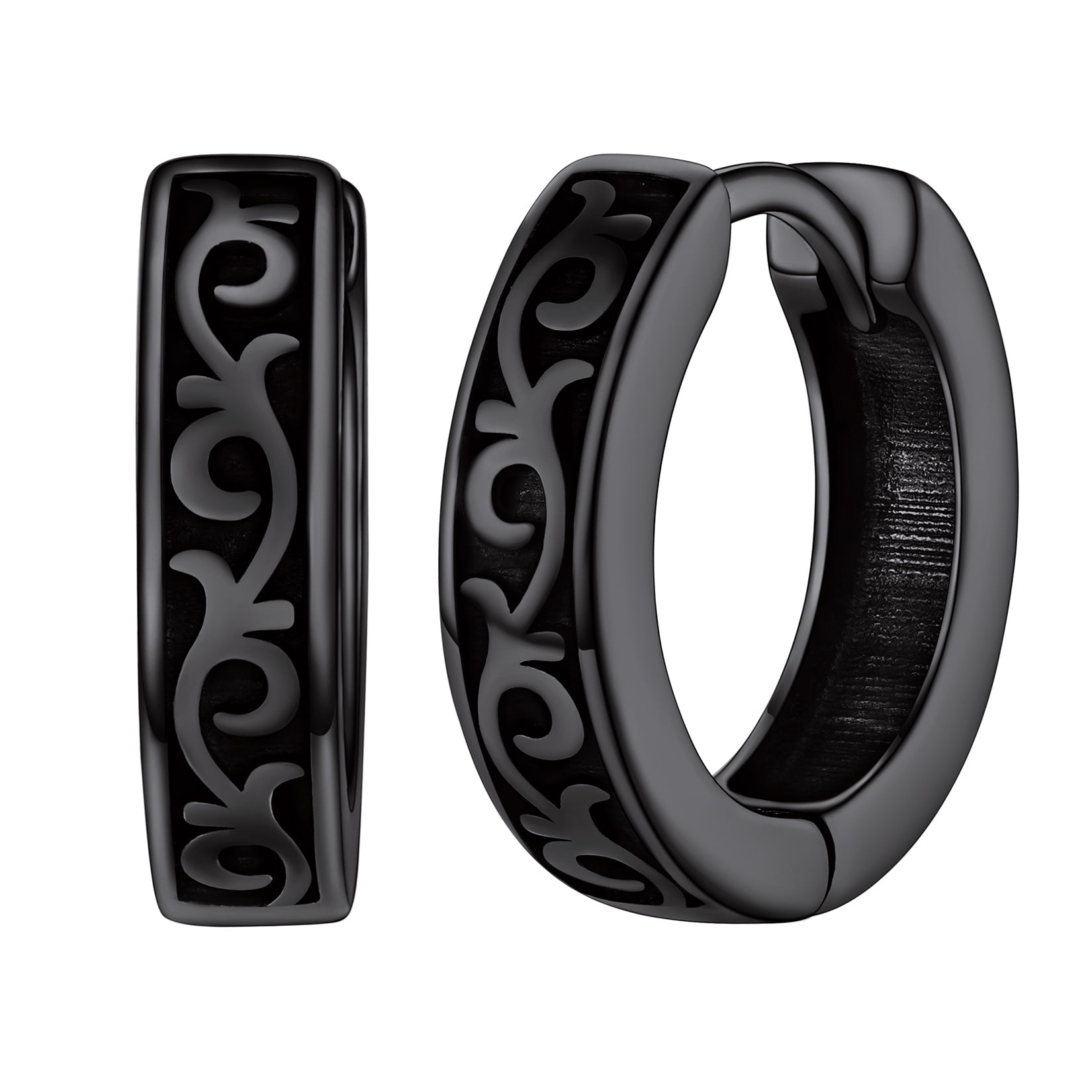 Silvora 10mm Black Men Earrings Celtic Knot Hoop Earring Women Sterling ...