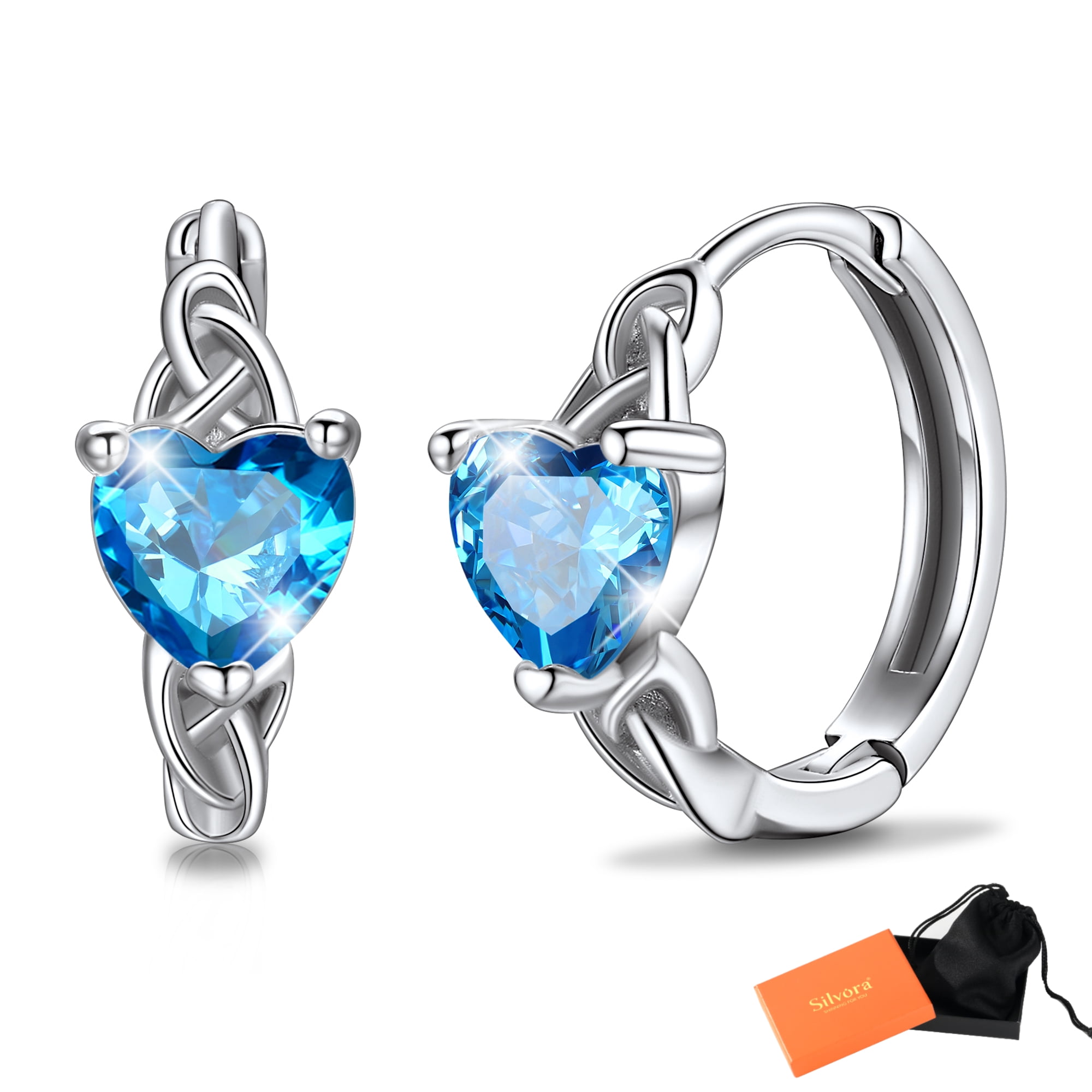 Silvora December Birthstone Hoop Earrings, 925 Sterling Silver Celtic ...