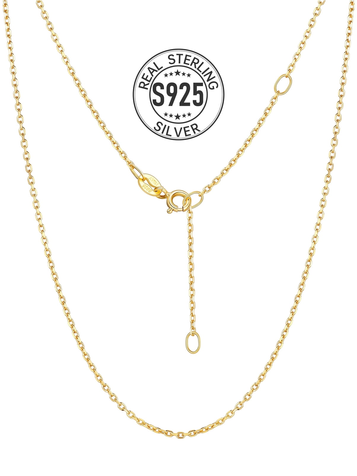 Silvora Womens 18K Gold Plated Sterling Silver Chain Necklace, Dainty 1 ...