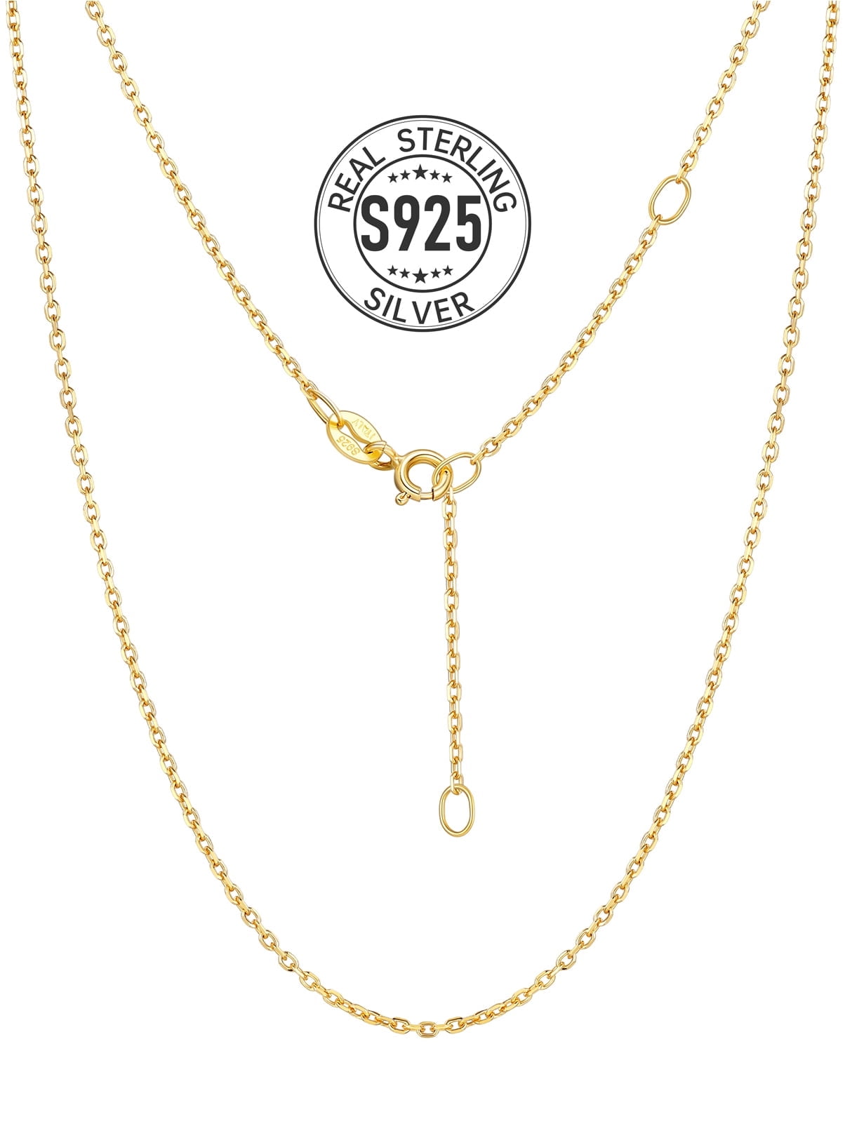 Silvora 18K Gold Plated Sterling Silver Chain Necklace, Dainty 1.5mm ...