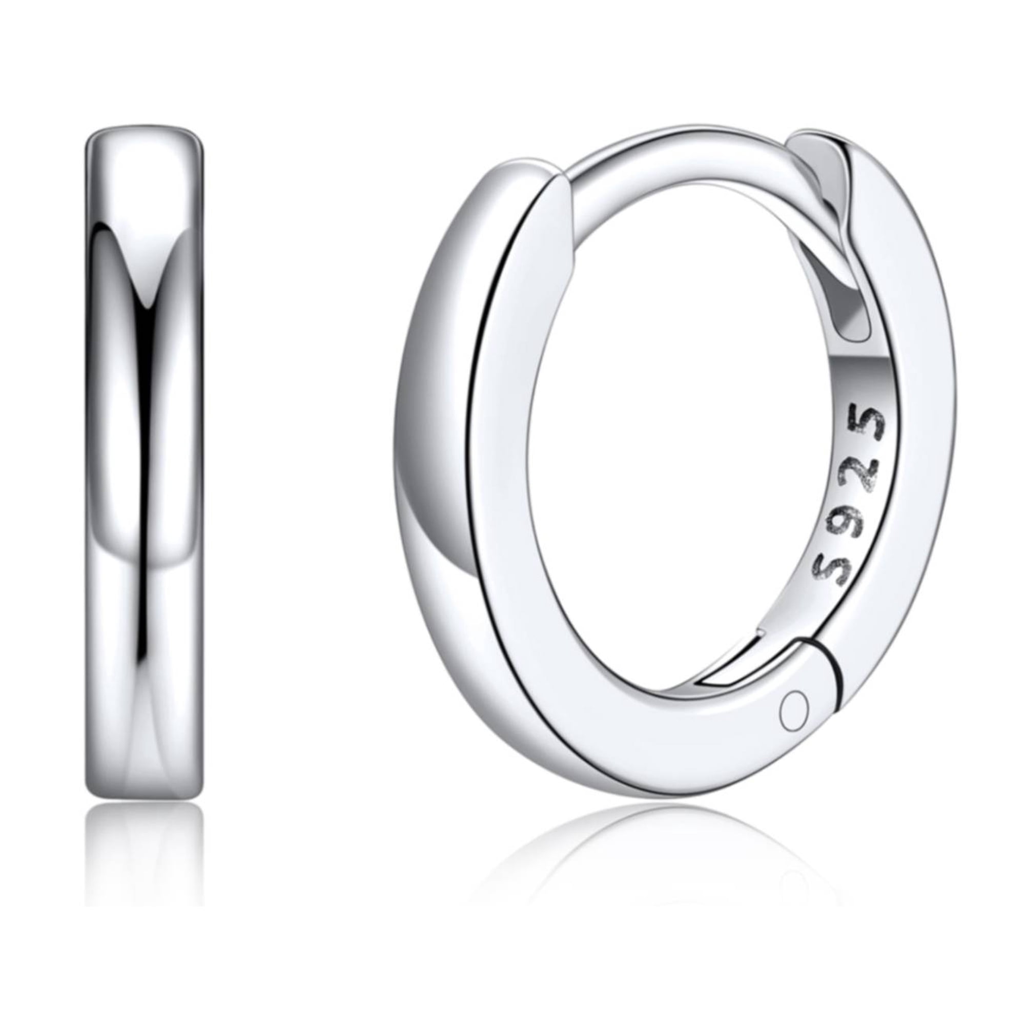 Silvora 8mm Sterling Silver Hoop Earrings, Small Huggie Piercing ...
