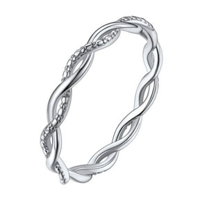 SFTING Half Eternity Twisted Stackable Wedding Ring for Women 925 ...