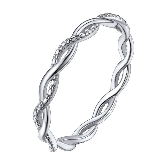 Silvora 925 Sterling Silver Eternity Band, Twisted Rope Engagement Ring, Size 9 for Women ...
