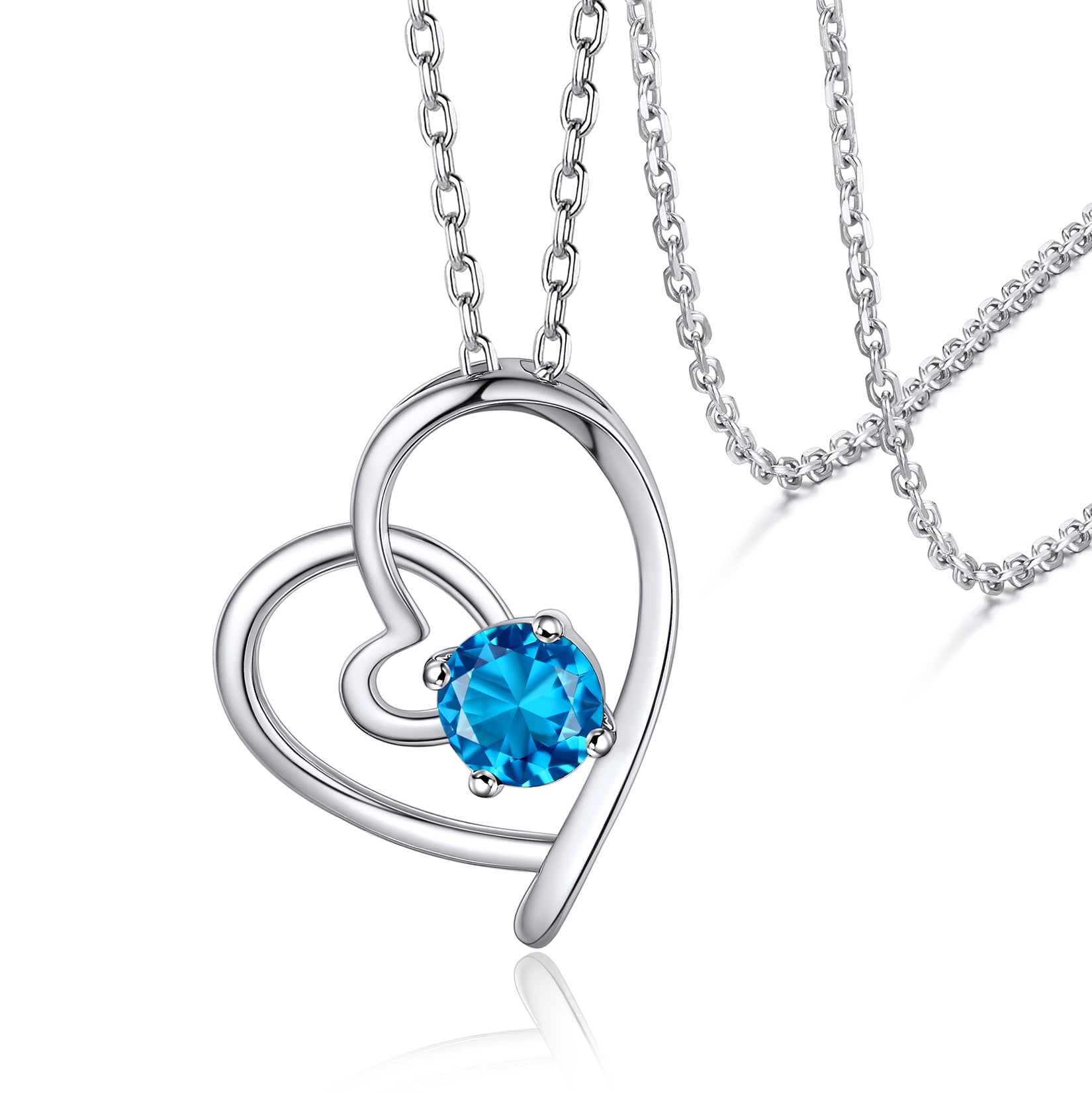Silvora December Birthstone Necklaces Sparking CZ Heart Love Pendant ...