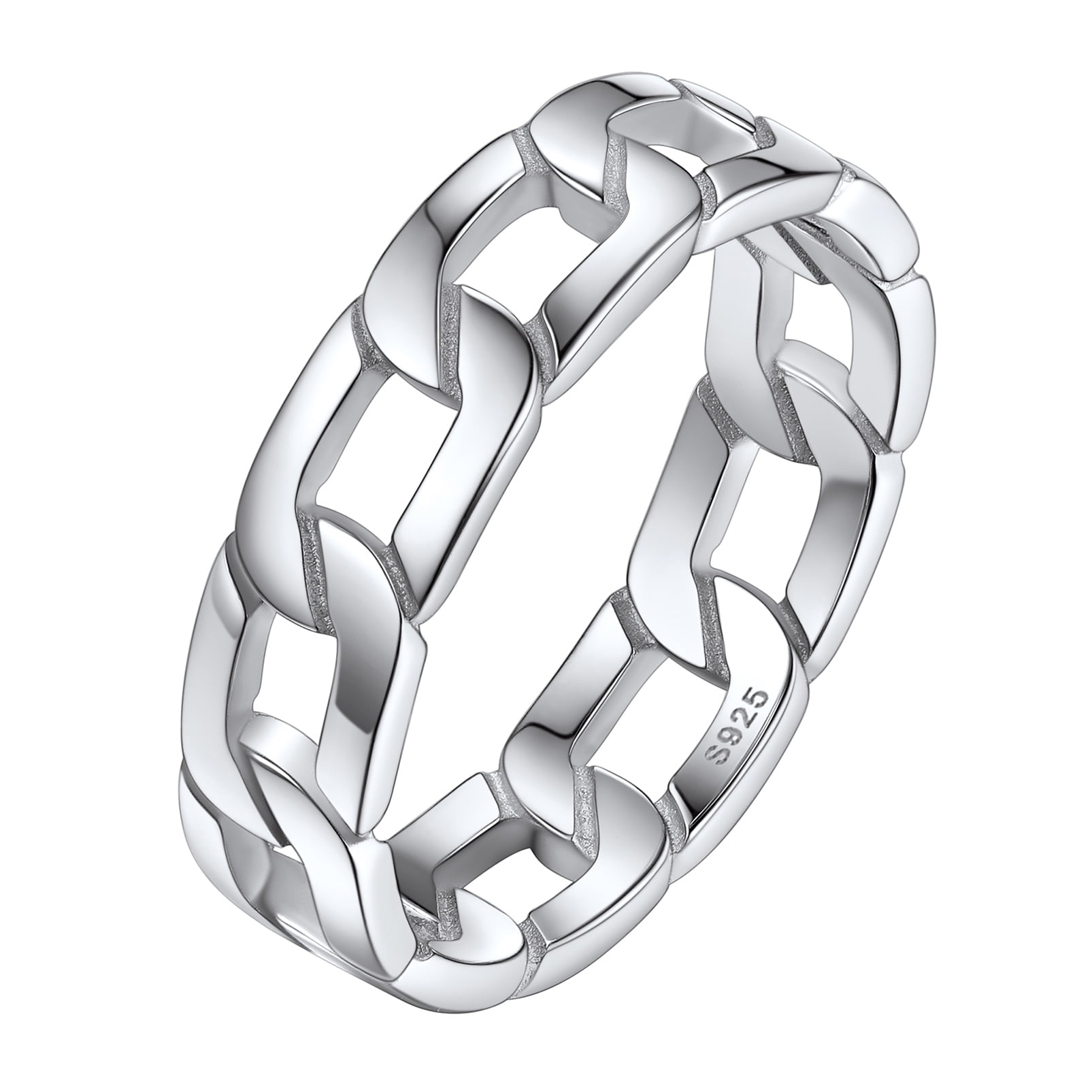 Silvora 925 Sterling Silver Cuban Link Rings for Women Men Birthday ...