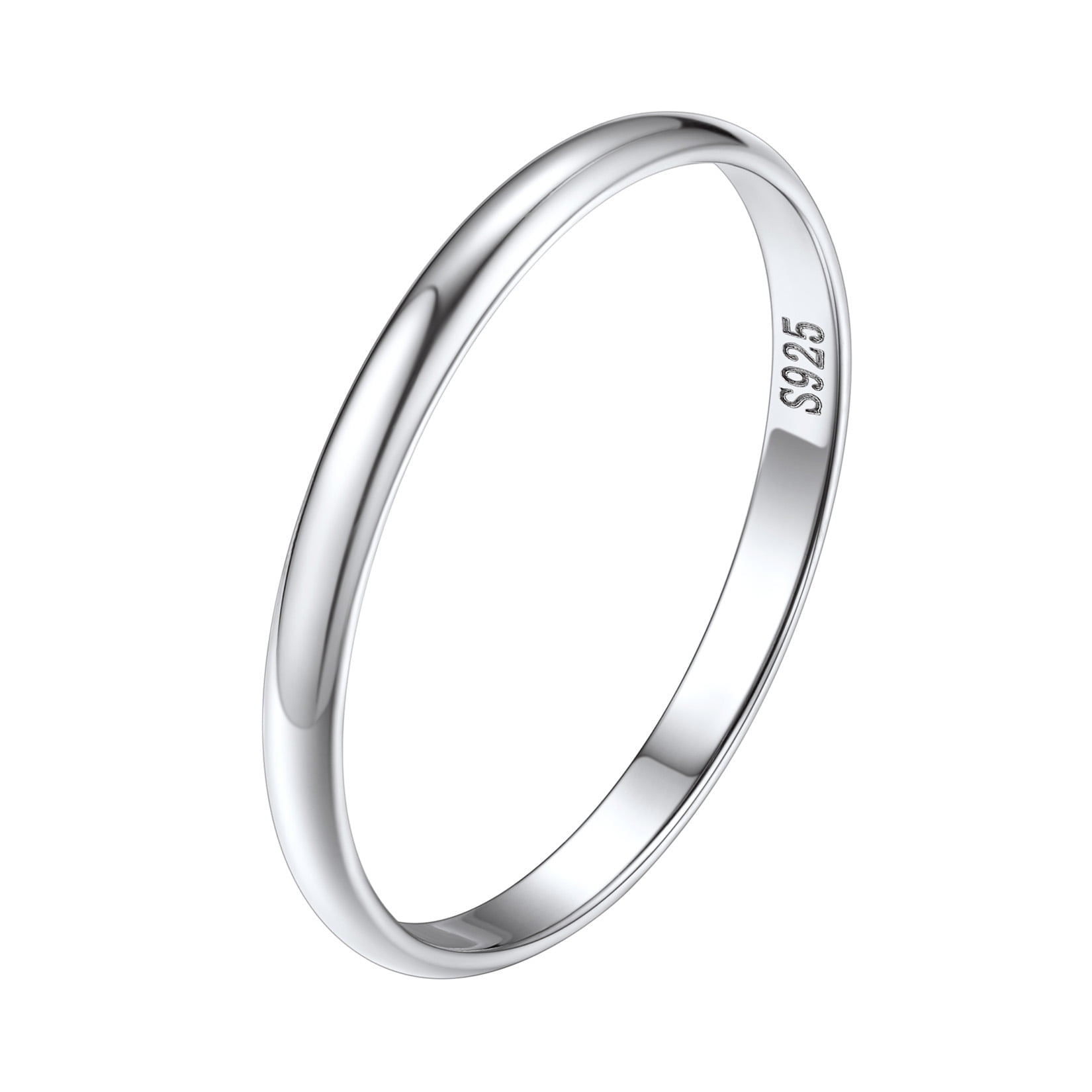 Silvora 925 Sterling Silver Rings for Women Men 2mm Eternity Wedding Engagement Ring Polished Stackable Band Ring Jewelry Gift Size 8 Walmart