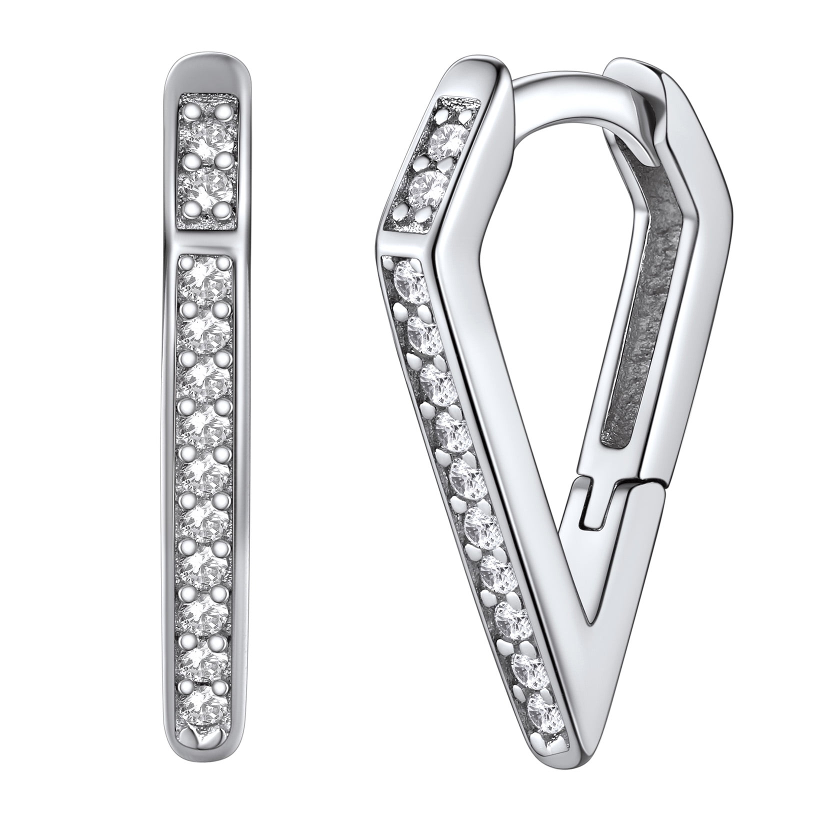 Silvora Awl Hoop Earrings for Women, Sparkly Cubic Zirconia Ear Charms ...