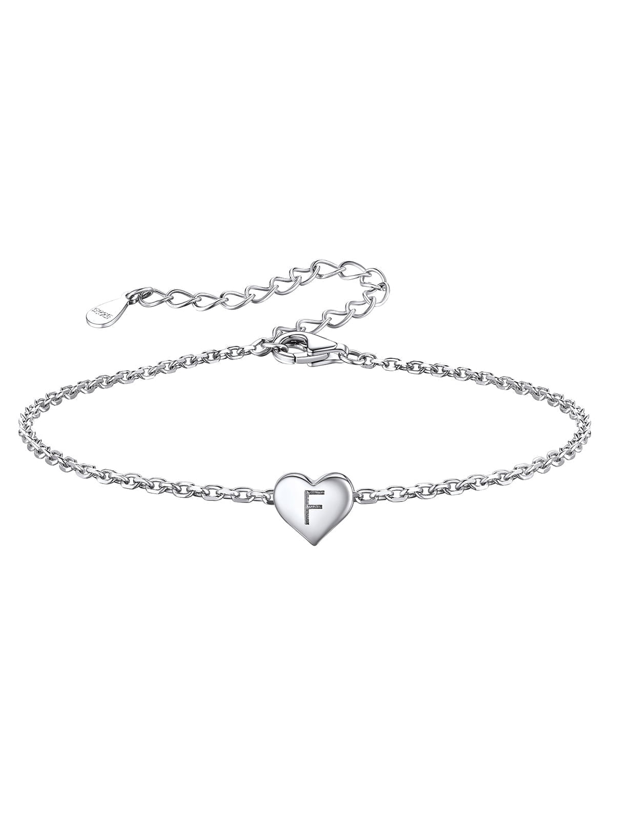 Silvora Elegant Heart Bracelet for Women Sterling Silver Initial Letter ...