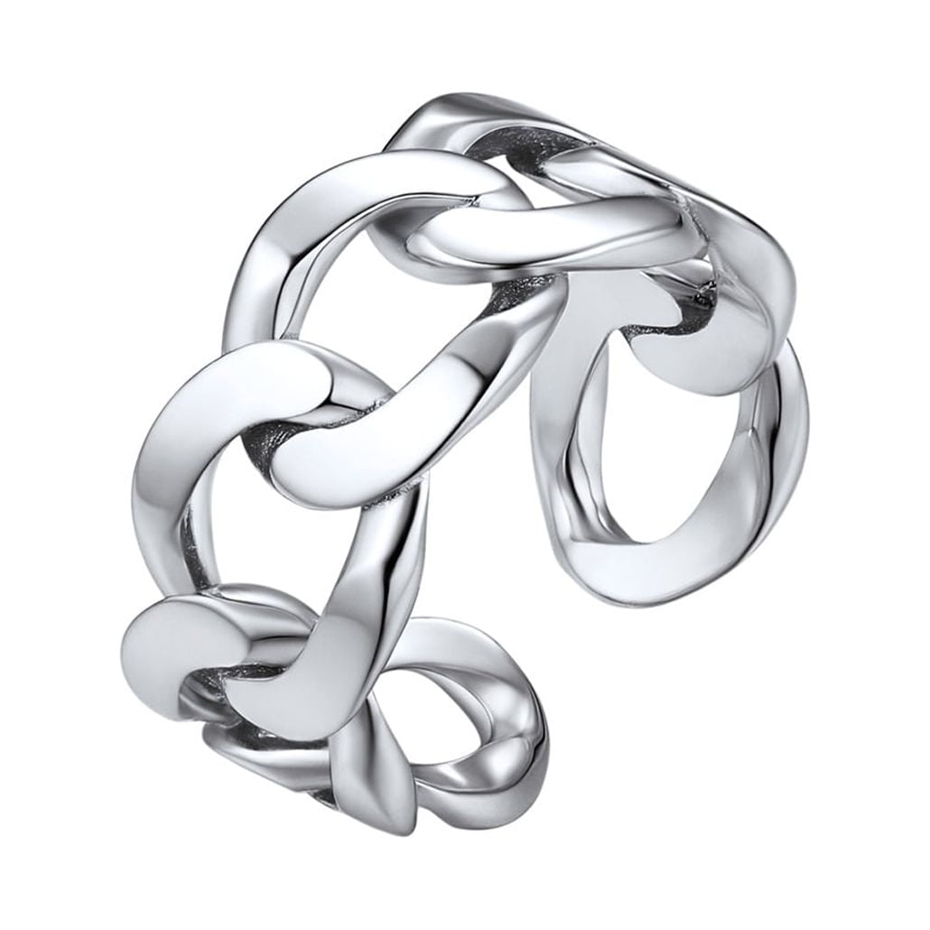 Silvora Fashion Cuban Link Open Ring S925 Sterling Silver Ring ...