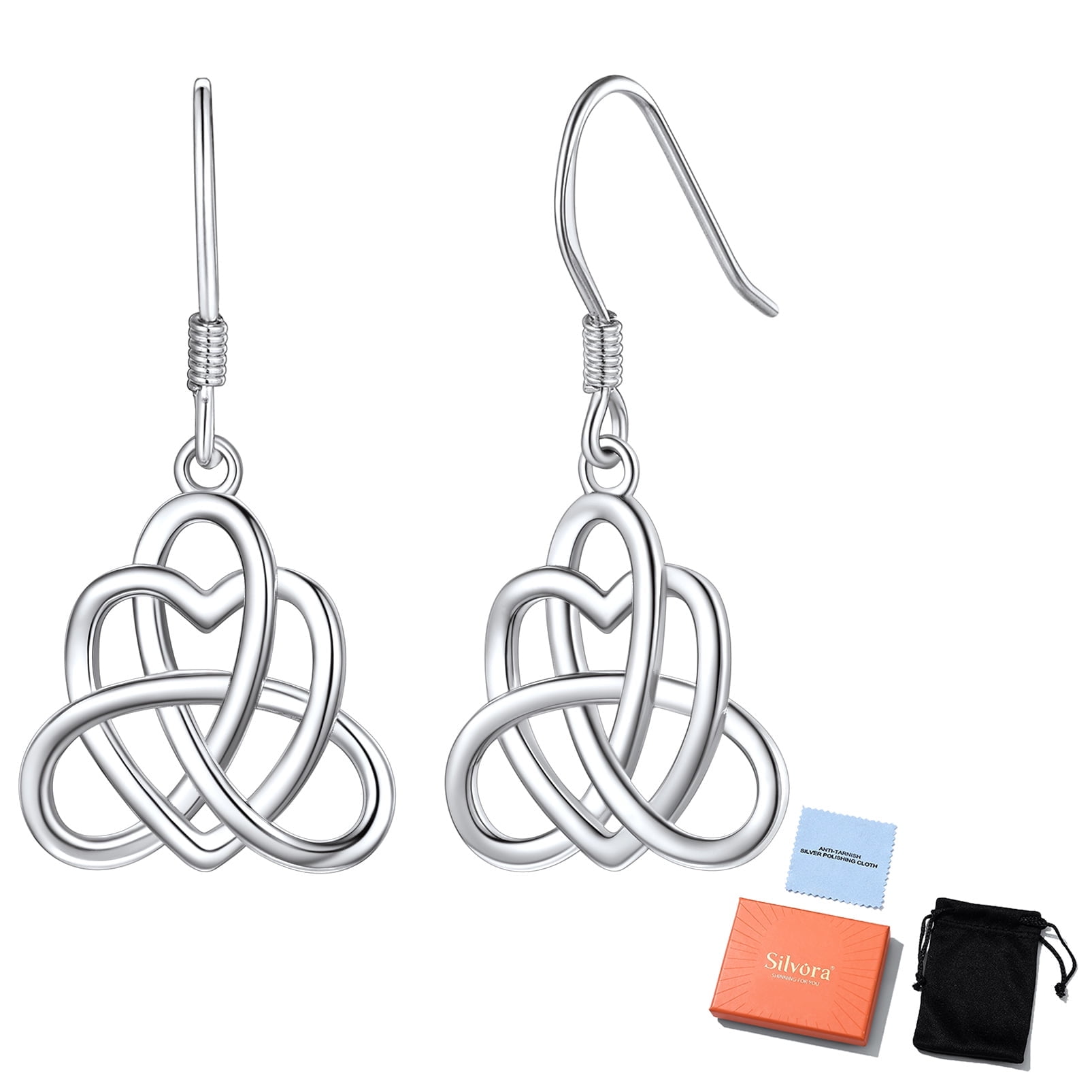 Silvora Sterling Silver Dangle Earrings for Women Trendy Celtic Knot ...