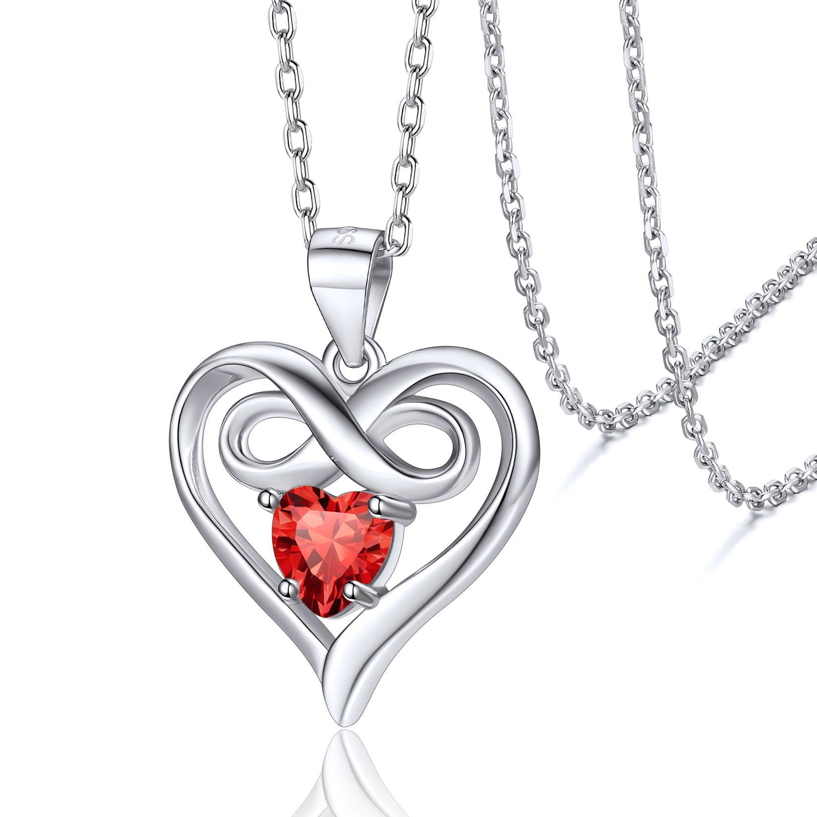 Silvora Heart Infinity Pendant Necklace for Women Sterling Silver ...