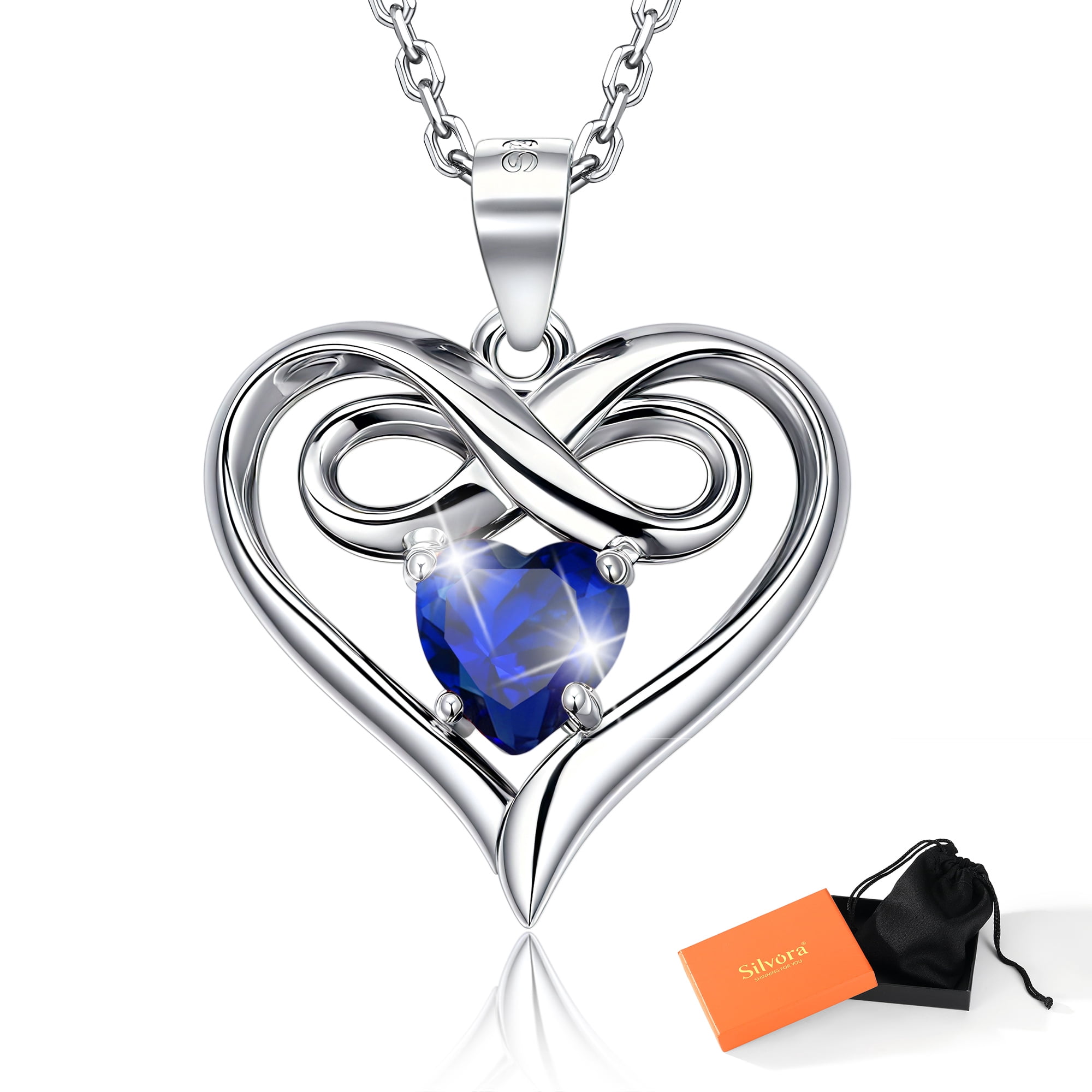 Silvora S925 Sterling Silver Necklace for Women Heart Infinity ...