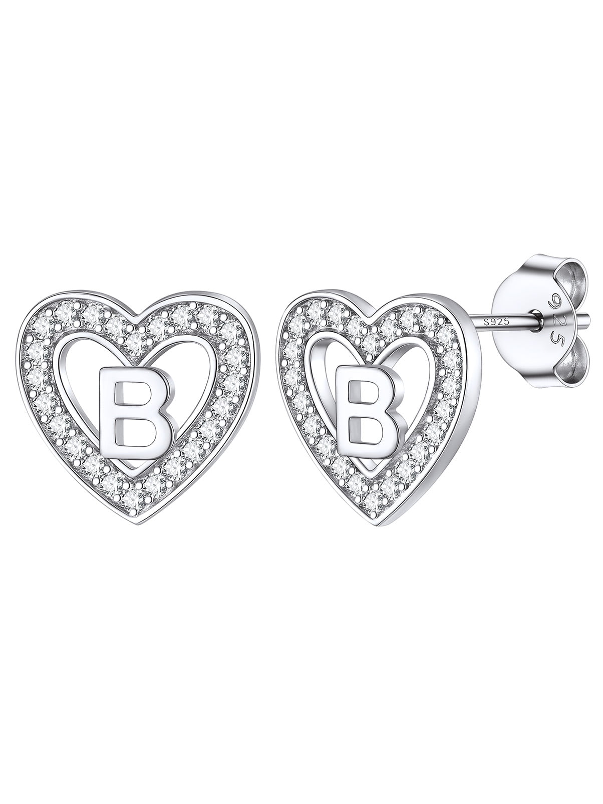 Silvora Letter Sterling Silver Earrings A-Z Initial Earrings Women ...