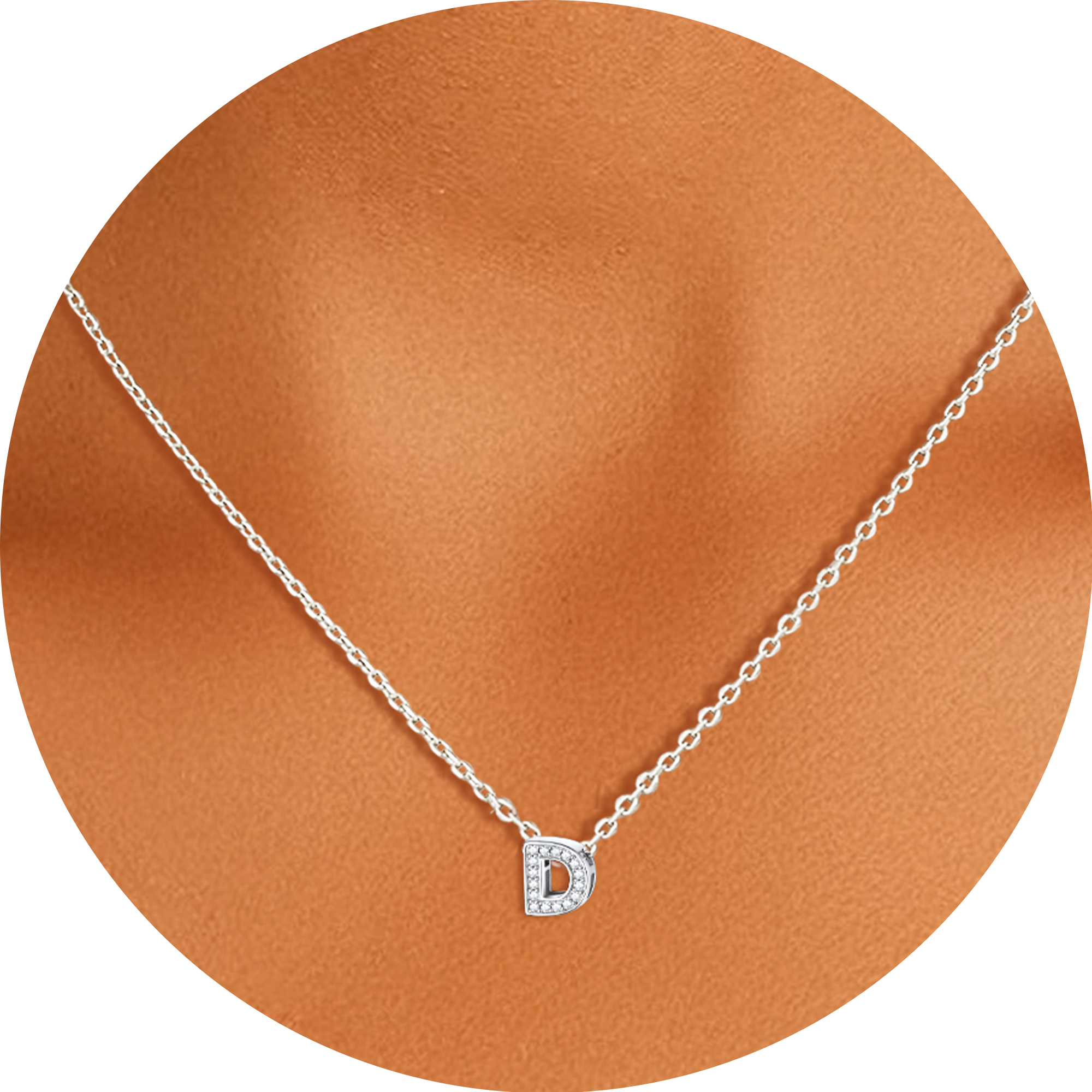 Silvora Initial D Pendant Necklace, Sterling Silver, Cubic Zirconia ...