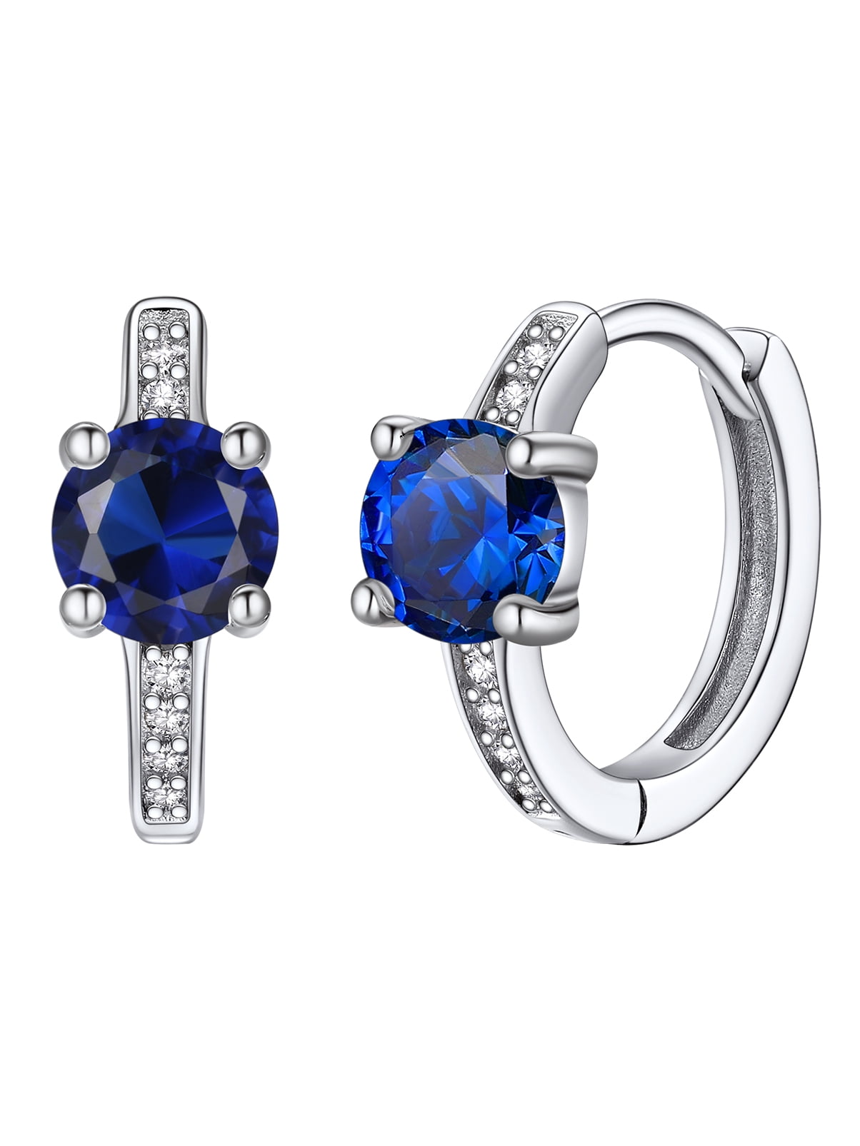 Silvora September Synthetic Sapphire Birthstone Earrings for Women ...