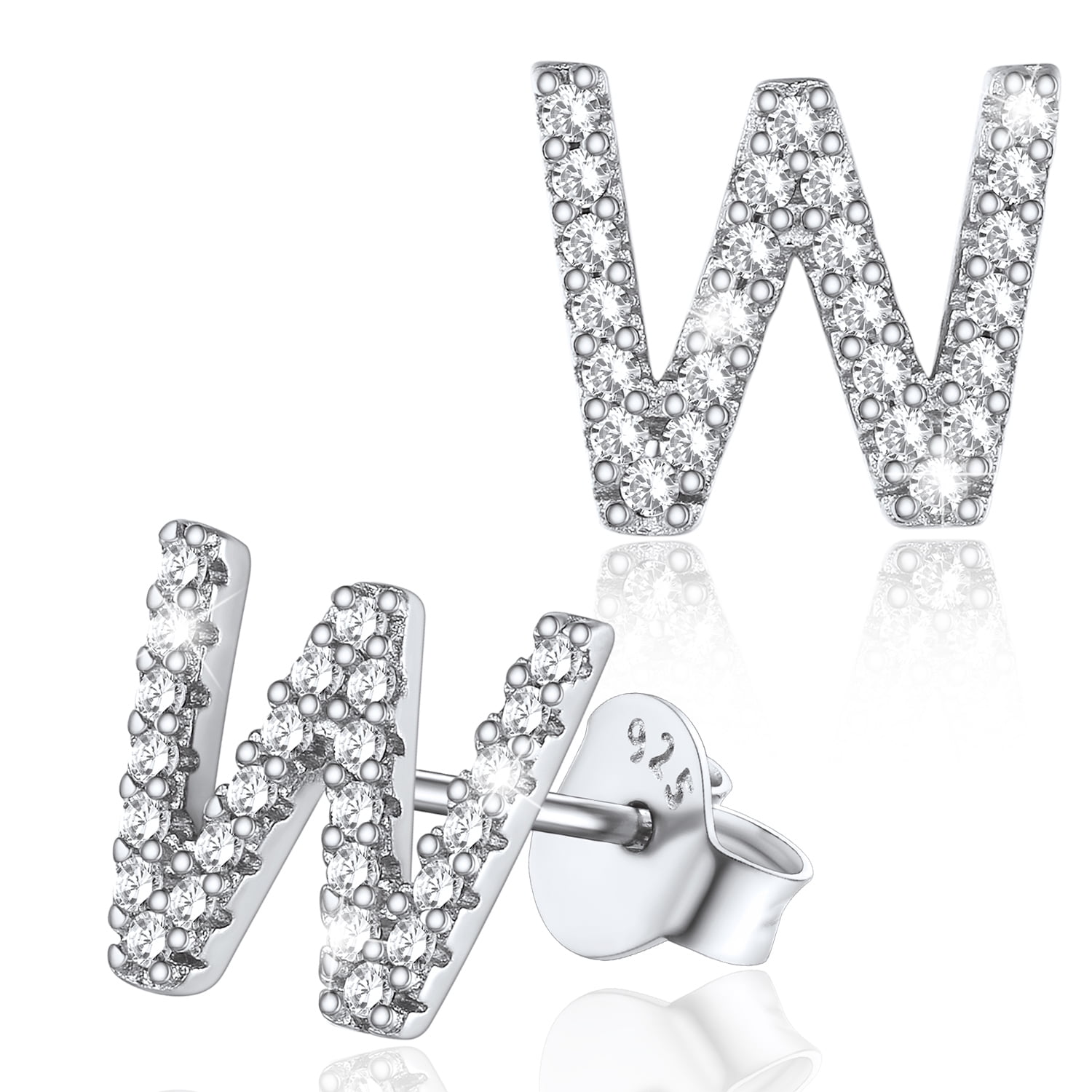 Silvora Simulated Diamond Initial Earrings for Women Sterling Silver ...