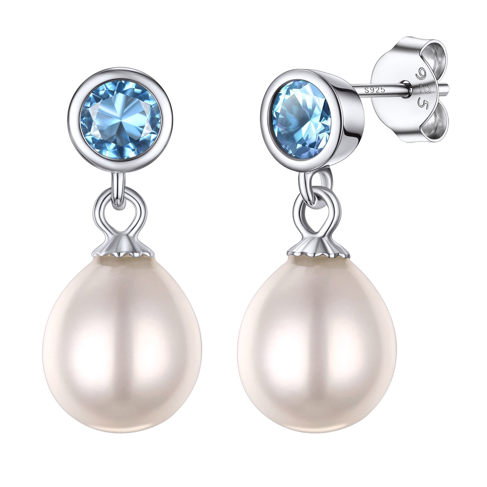 Silvora Freshwater Cultured Pearl Earrings for Women Sterling Silver ...