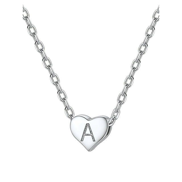 Silvora Women Heart Initial Necklace 925 Sterling Silver Letter A ...