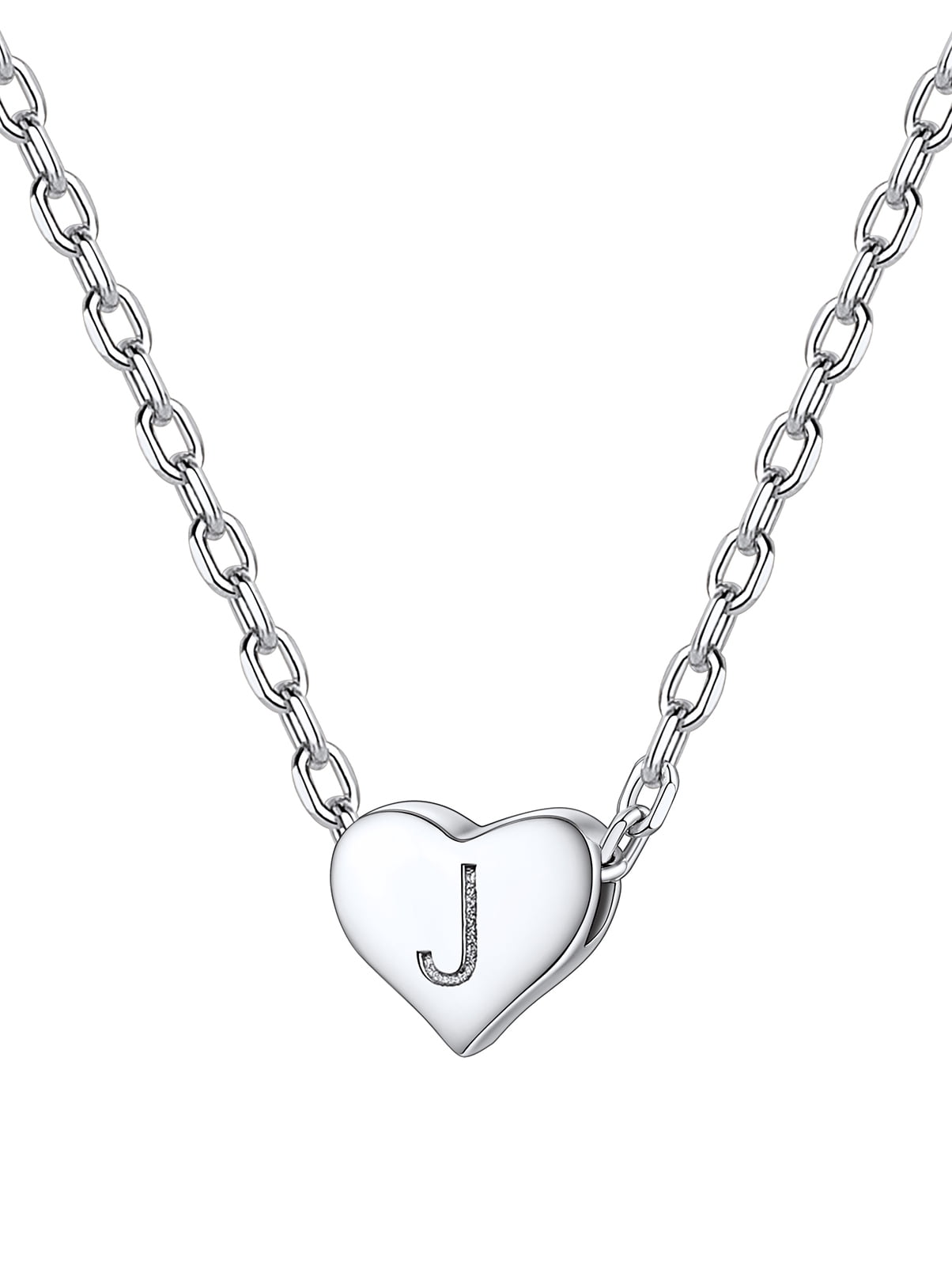 Silvora Women Heart Initial Necklace 925 Sterling Silver Letter J ...