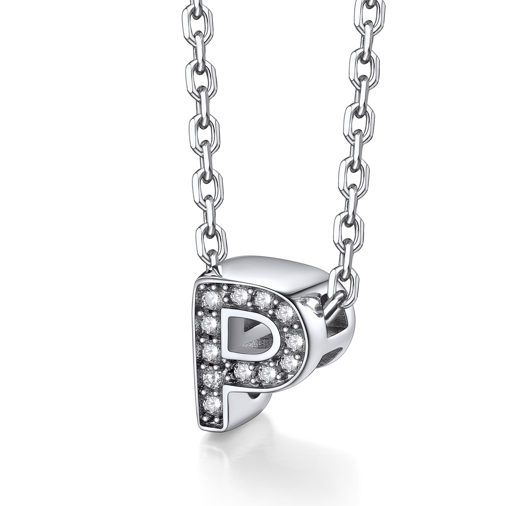 Silvora Initial Letter P Pendant Necklace for Women Girls, Cubic ...