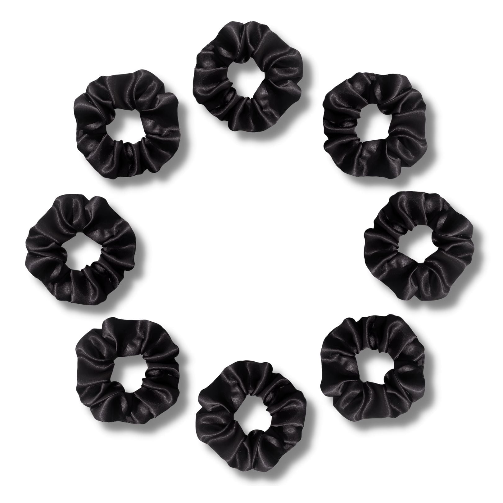 Silvr Bear Luxury Black Satin Scrunchies for Women & Girls - 8 Pack ...