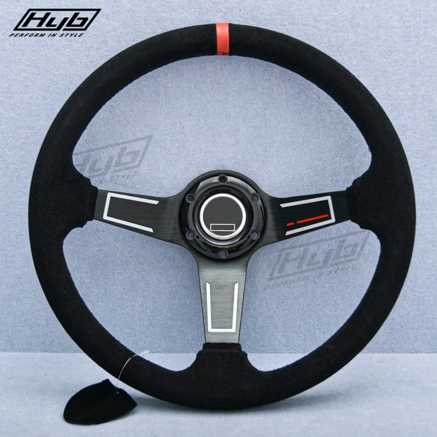 Sim Racing Steering Wheel Black Suede Leather 350mm Deep Modified ...