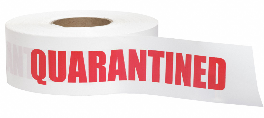 SIM Supply Red-White Barricade Tape, 1000 ft x 3 in, Quarantined Legend ...