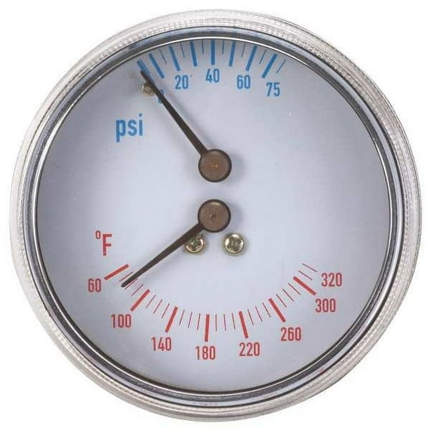 Sim Supply Boiler Gauge,Round,0-75 PSI,60 to 260 F 4CFC3 - Walmart ...