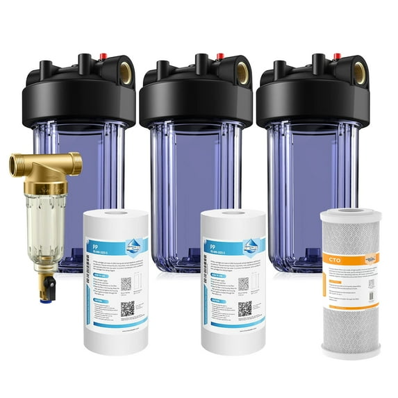 SimPure DB10C Whole House Water Filter Housing(3 Pack) 10"x4.5",with ...