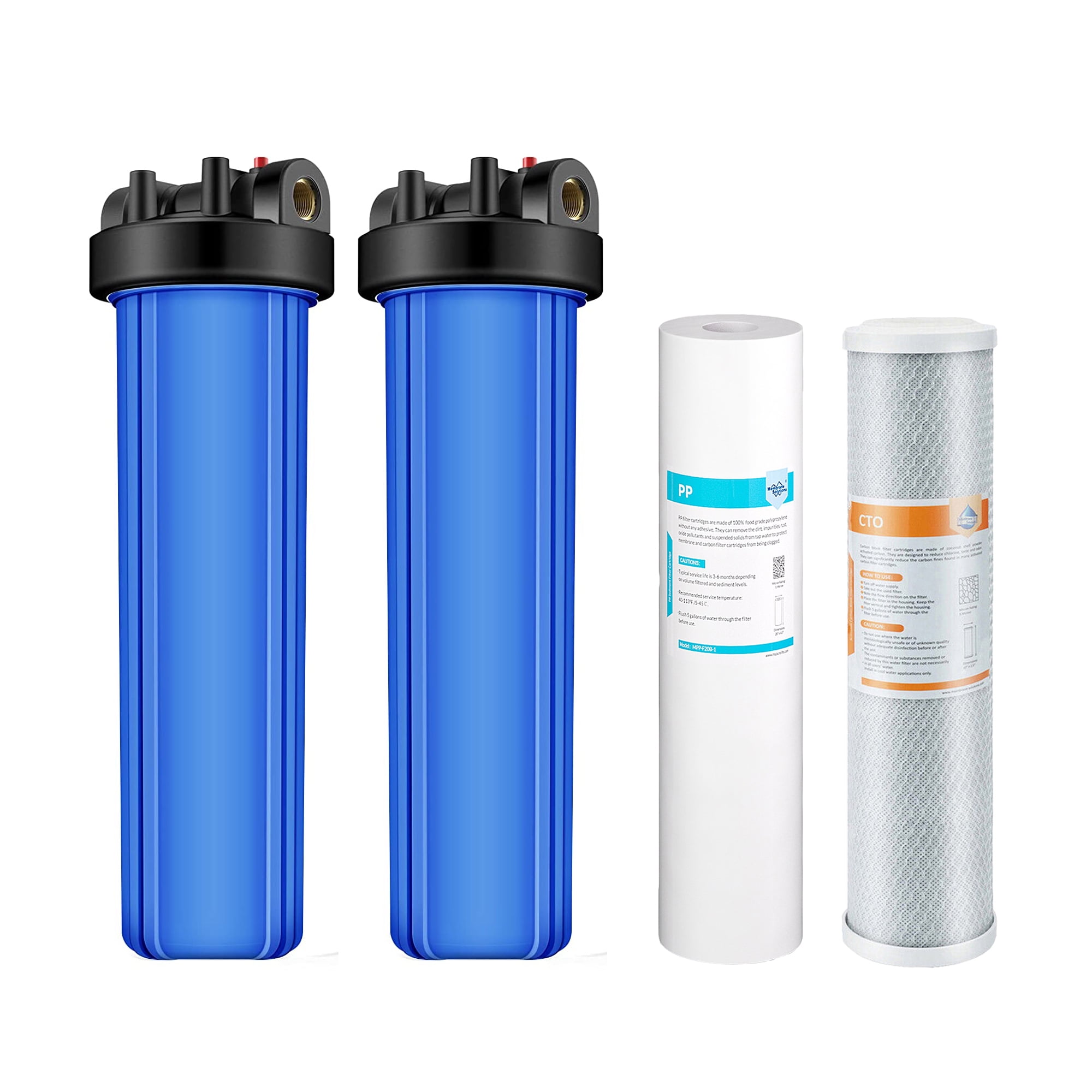 SimPure DB20P Whole House Water Filter Housing(2 Pack),20"x4.5 ...