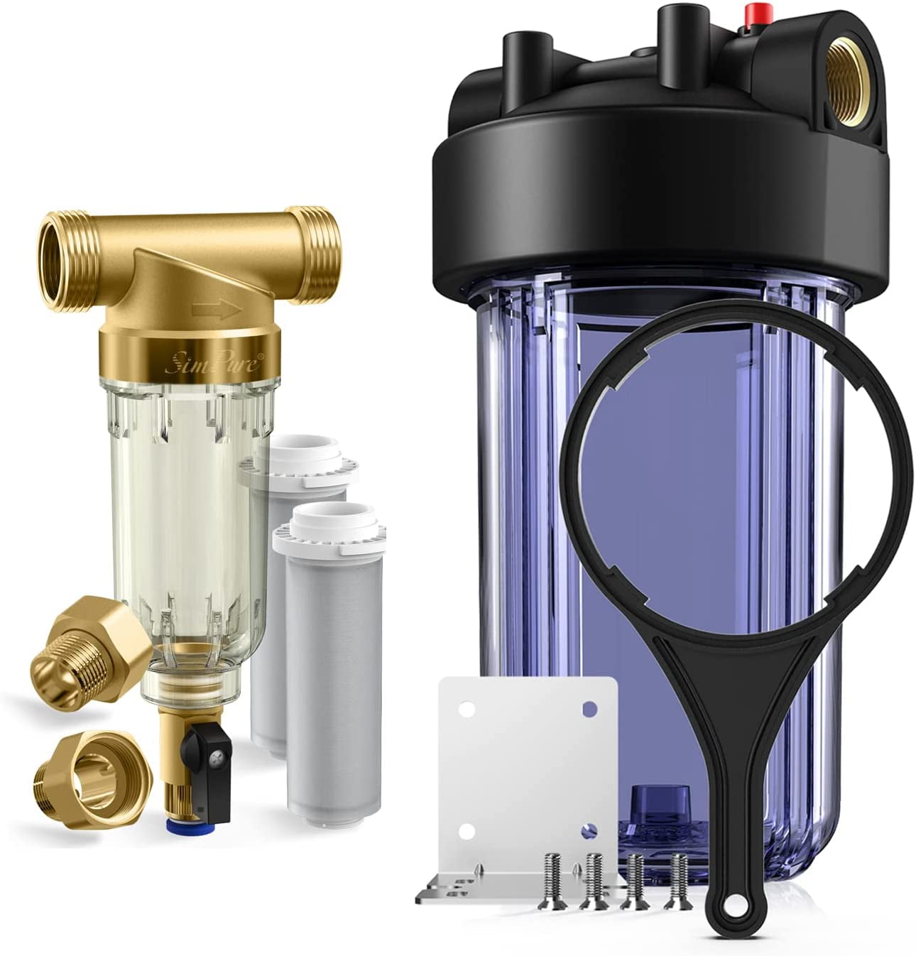 SimPure DC5P Spin Down Sediment Filter (40/200 Microns),DW1045 Clear ...