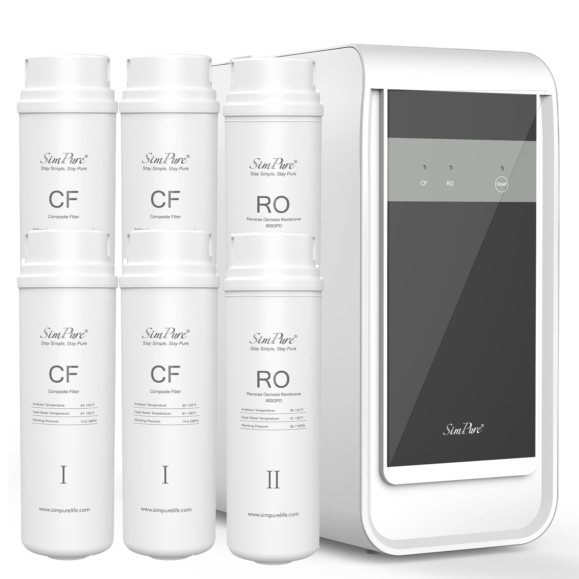 SimPure Q6 Reverse Osmosis System, 600 GPD Tankless Under Sink Water ...