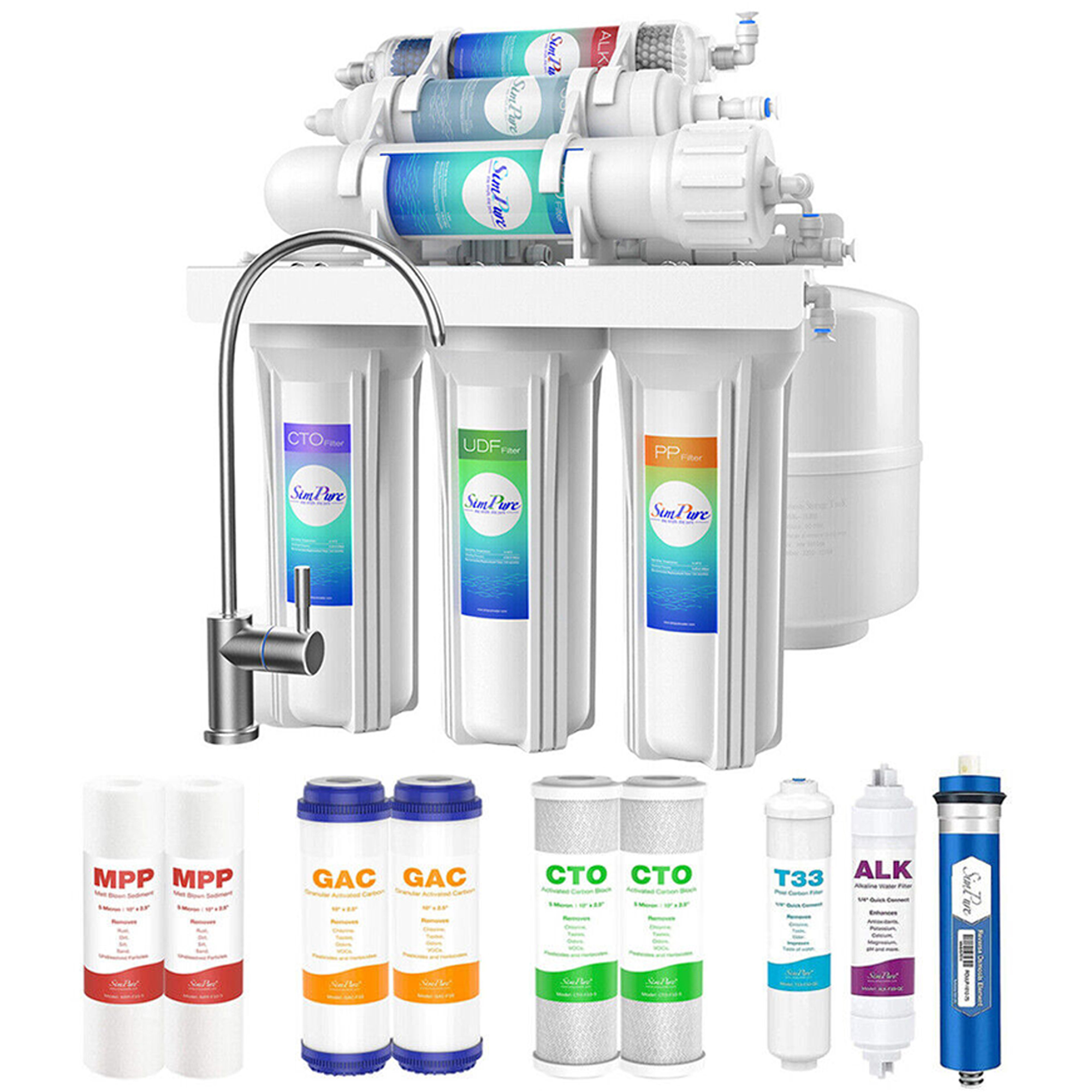 5 Stage 4pc Reverse Osmosis RO Water Filter Cartridges, Pre & Post ...