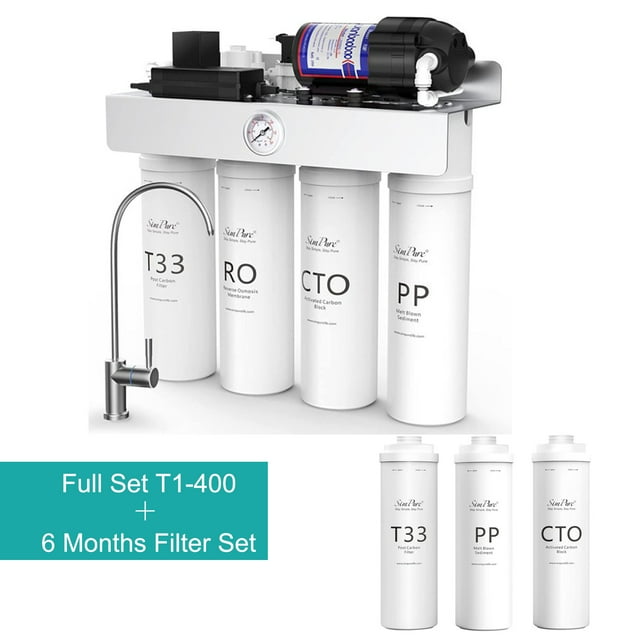 SimPure T1-400 UV Tankless Reverse Osmosis System, 8 Stage Filtration Purifier, TDS Nearly 0 ...