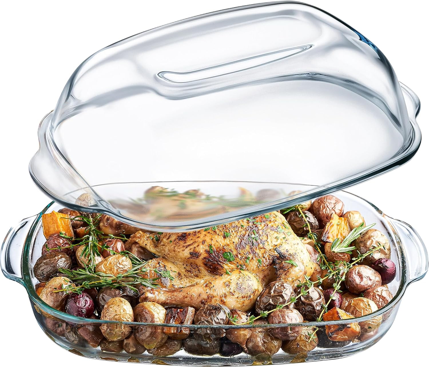 Simax Casserole Dish For Oven, 8 Quart Glass Baking Dish With High Lid ...