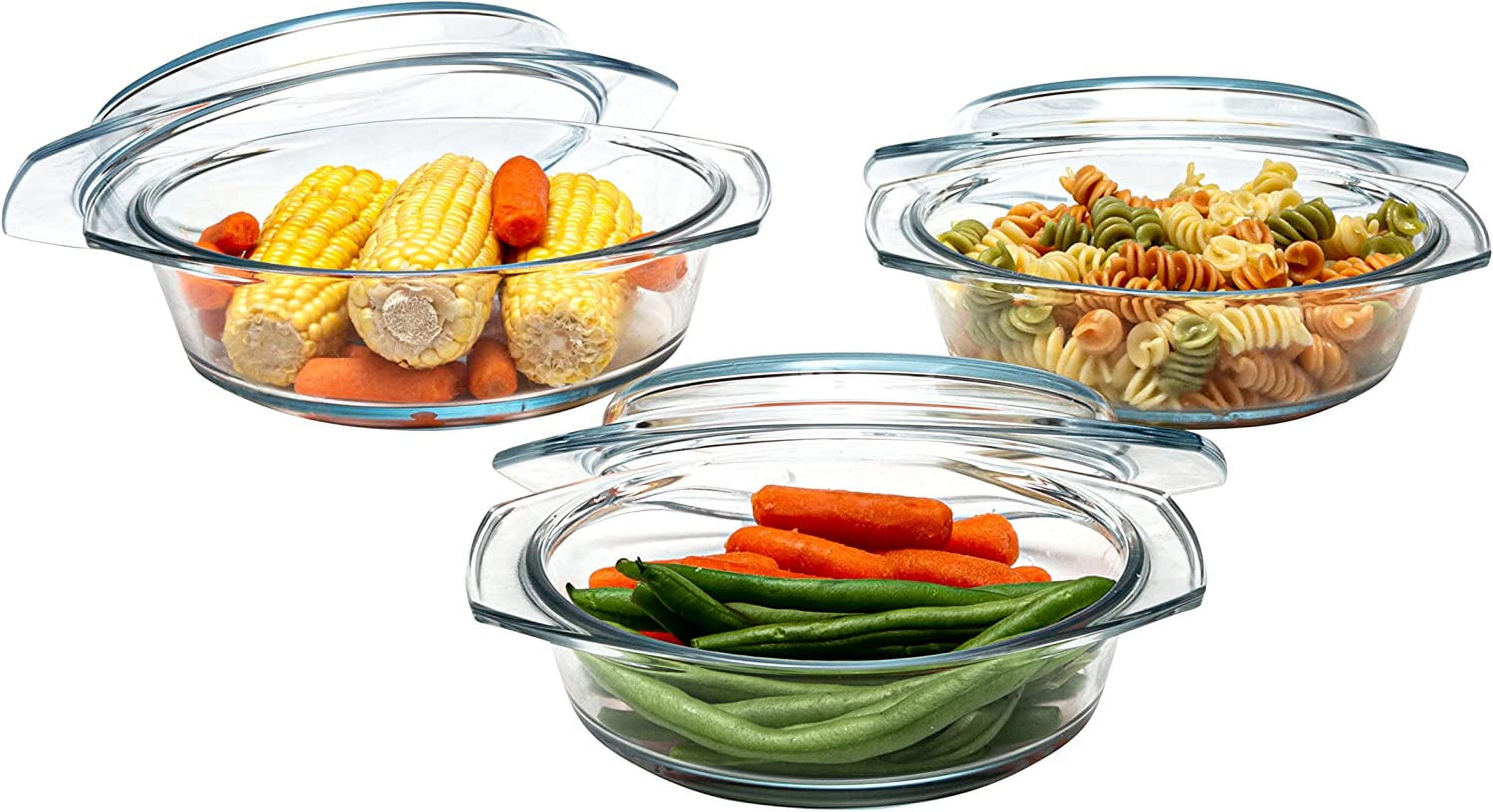 Simax Casserole Dish Set, Set of 3 Casserole Dish with Lid, Round Glass ...