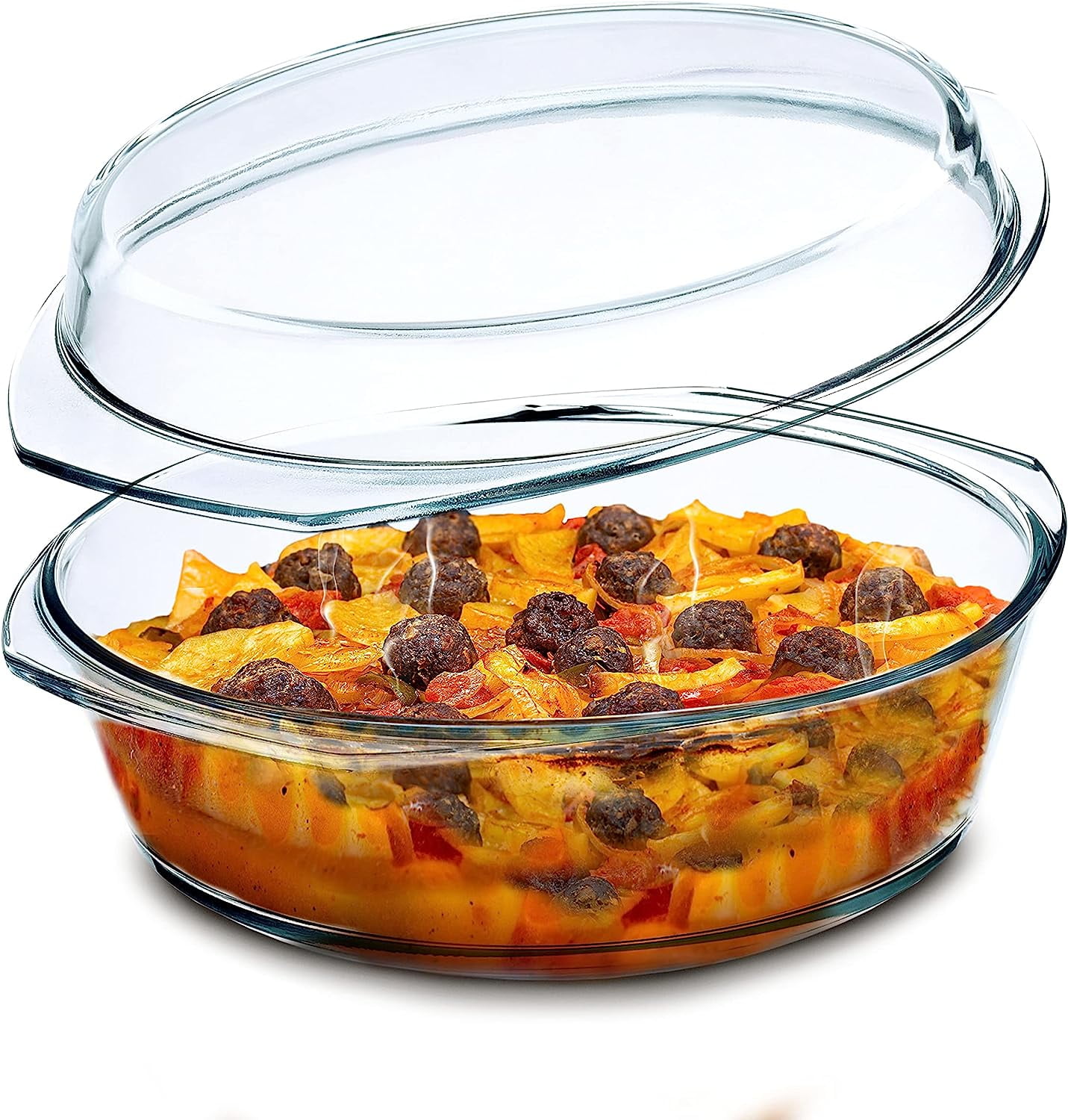 Simax Casserole Dish with Lid Microwave & Oven Safe Clear Glass ...