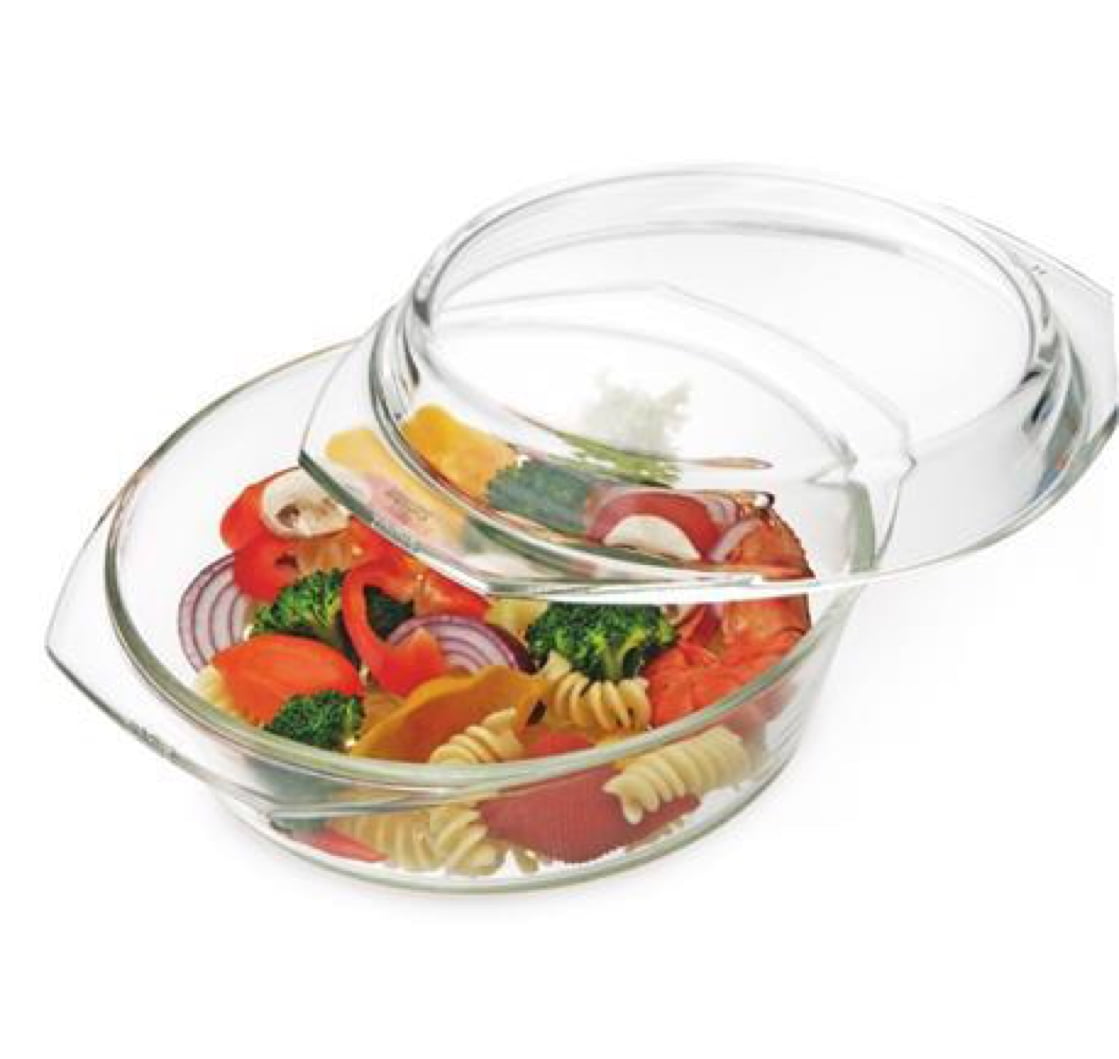 Simax 3.5 Quart Clear Glass Round Baking Ware Casserole Dish with Lid ...