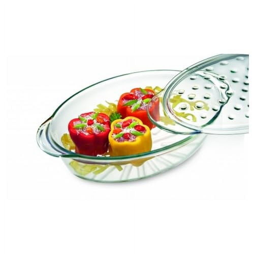 Simax Glass Baking Dish with Lid - Large Oval Shaped Casserole - 3 Qt ...